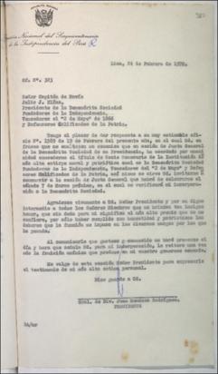 Oficio N° 323: Designación honoraria